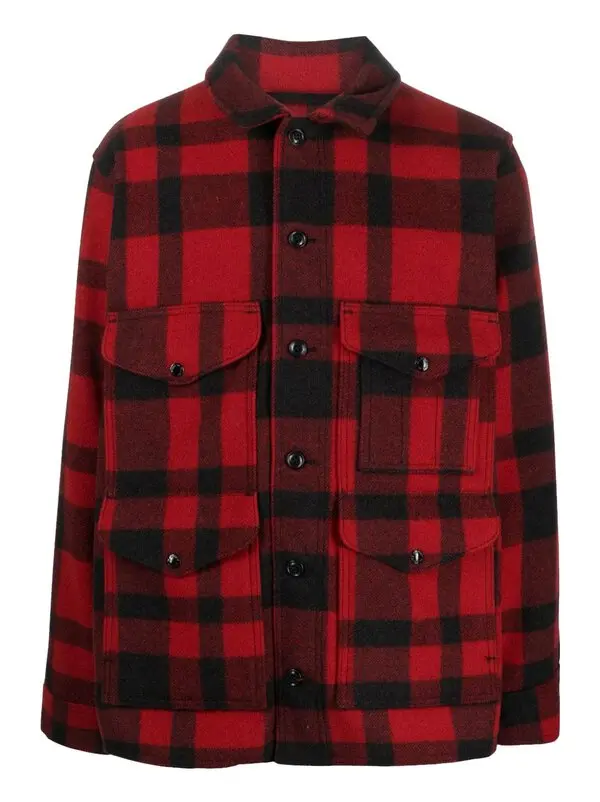 Filson Mackinaw Plaid Wool Shirt Jacket - Red