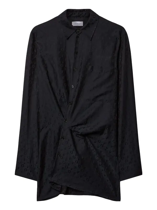 Off-White Jacquard Twisted Shirtdress - Black