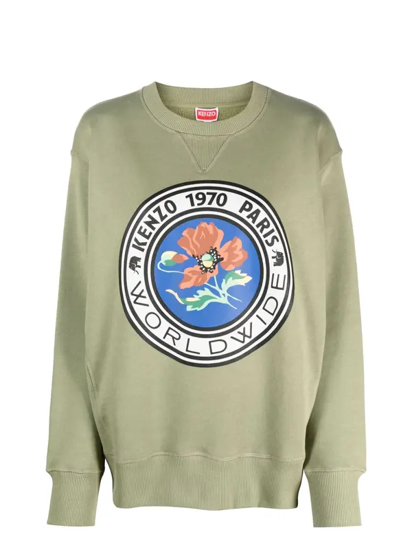 Kenzo Graphic-print Cotton Sweatshirt - Green