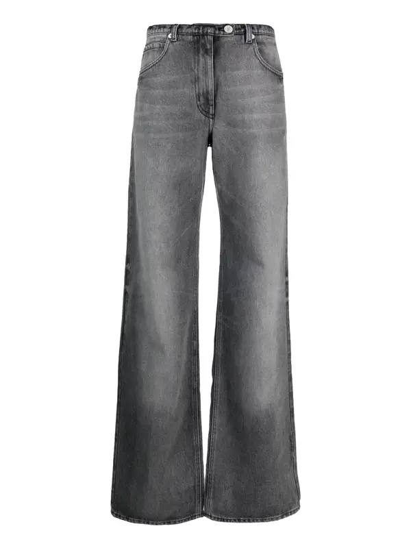COURREGES Stonewashed Low-rise Wide-leg Jeans - Grey