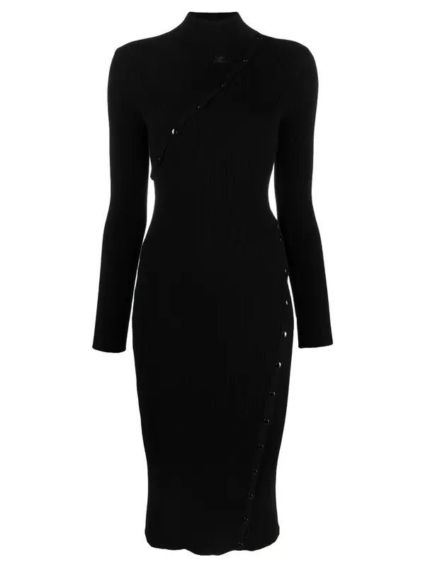 COURREGES Ribbed Knit Dress - Black