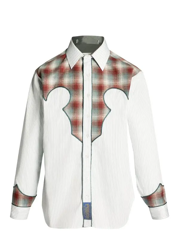 MAISON MARGIELA X Pendleton Yoke-detail Striped Shirt - Grey