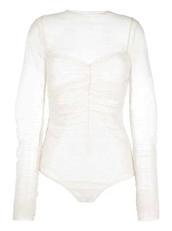 IOANA CIOLACU Semi-sheer Long-sleeved Body - Neutrals