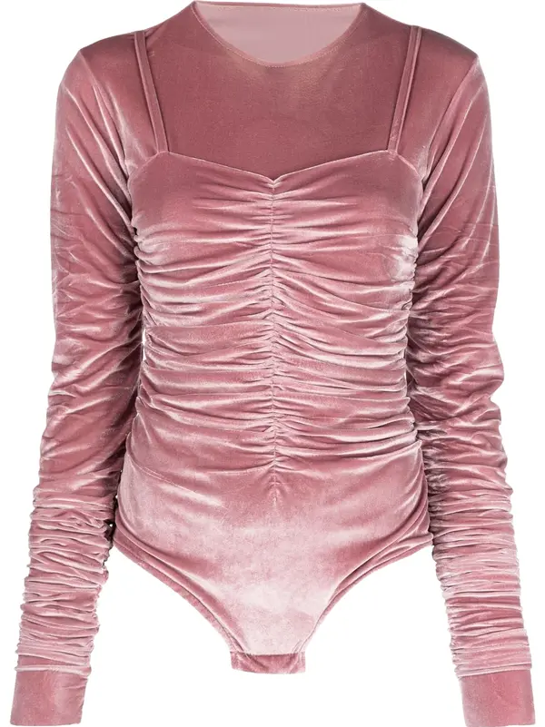 IOANA CIOLACU Velvet-effect Gathered-detail Body - Pink