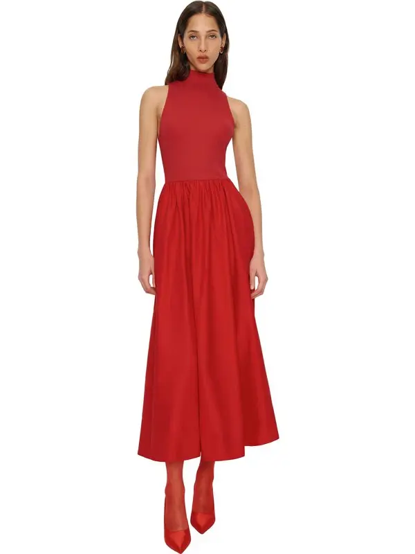 REFORMATION Sai Sleeveless Turtleneck Midi Dress - Red