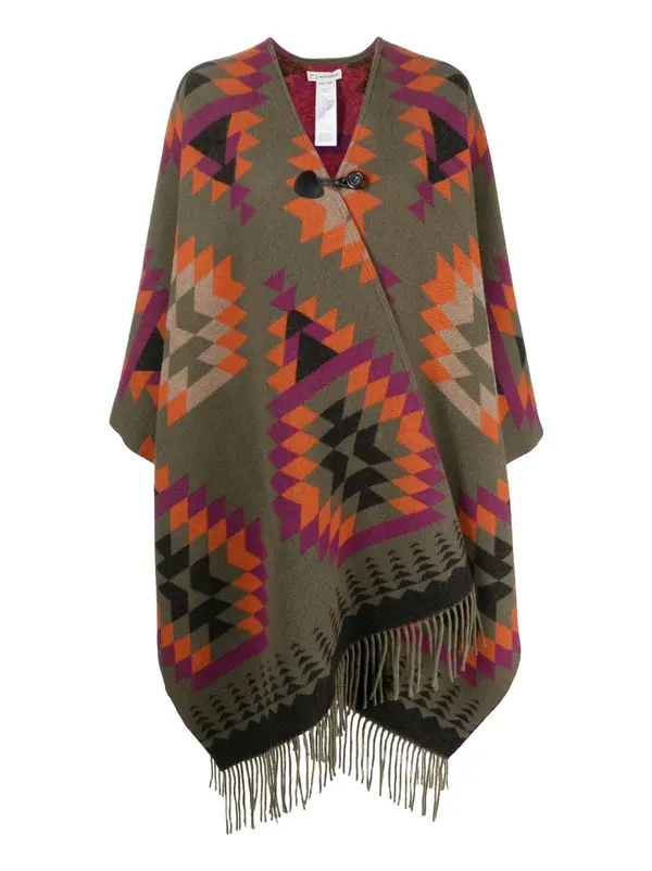 Woolrich Ikat-print Wool-blend Cape - Green