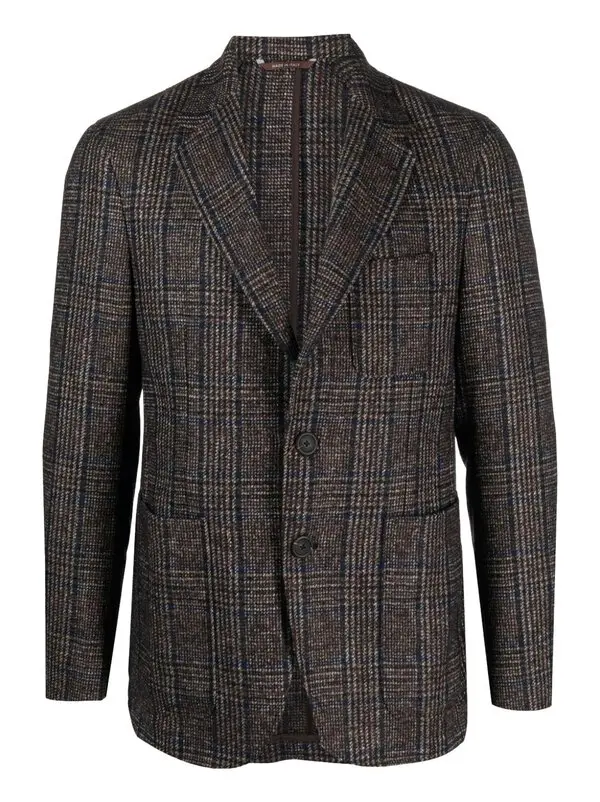 Canali Plaid-check Single-breasted Blazer - Brown