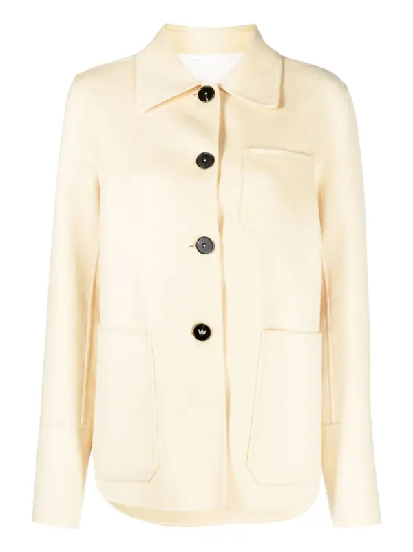 JIL SANDER Buttoned-up Cashmere Shirt Jacket - Yellow