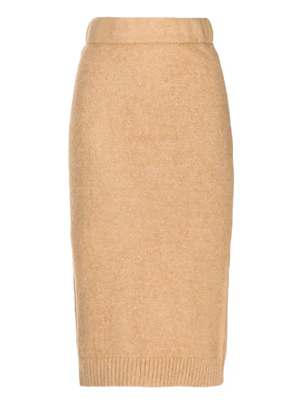 LOVEBIRDS High-waist Knitted Skirt - Brown