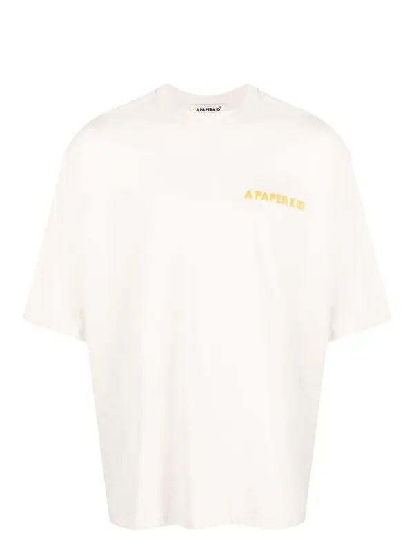 A PAPER KID Logo-print Cotton T-shirt - Neutrals