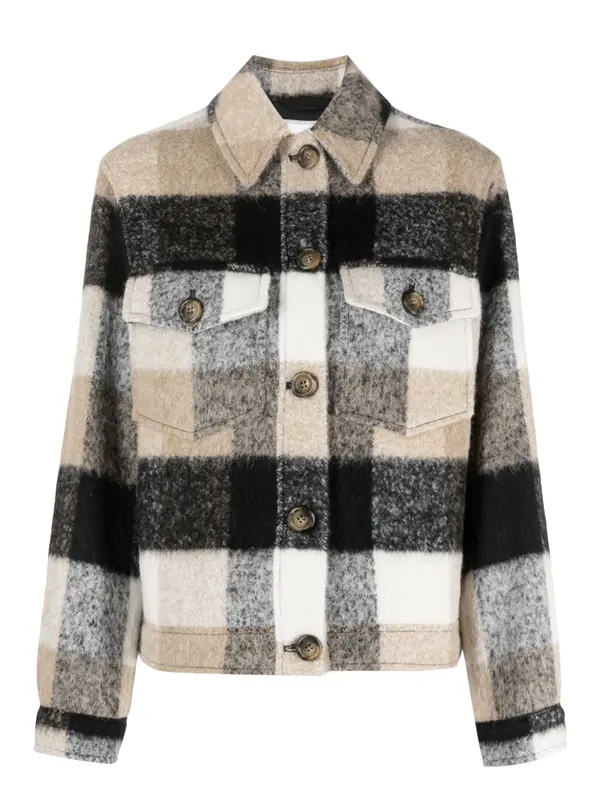 Woolrich Fringed Checked Shirt Jacket - Black