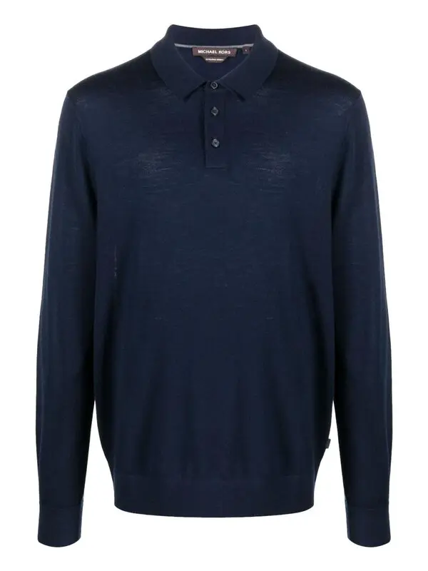 Michael Kors Long-sleeve Merino Polo Shirt - Blue