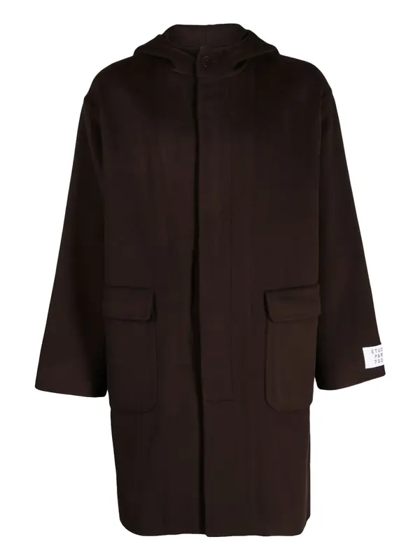 ÉTUDES STUDIO Temple Logo-patch Hooded Coat - Brown