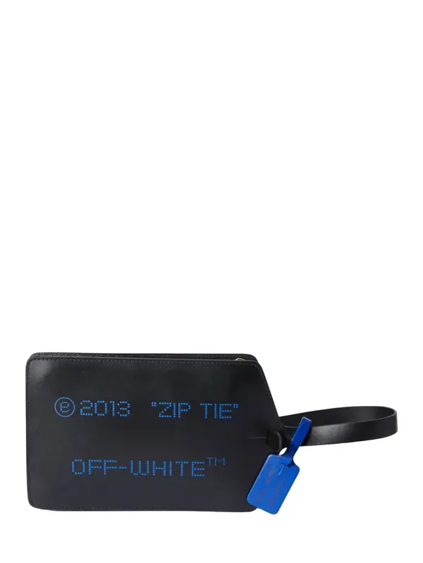 Off-White Medium Zip Tie Clutch - Black