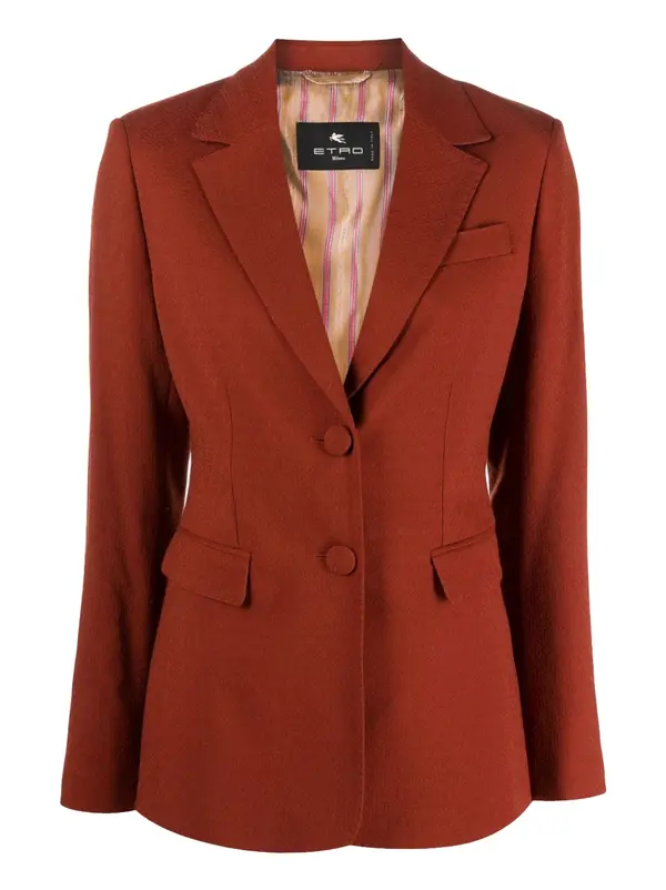 Etro Virgin Wool-blend Jacquard Blazer - Orange