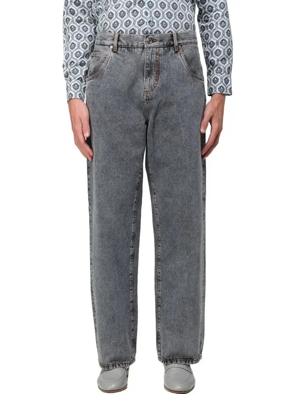 Etro Denim Jeans With Embroidered Logo - Grey