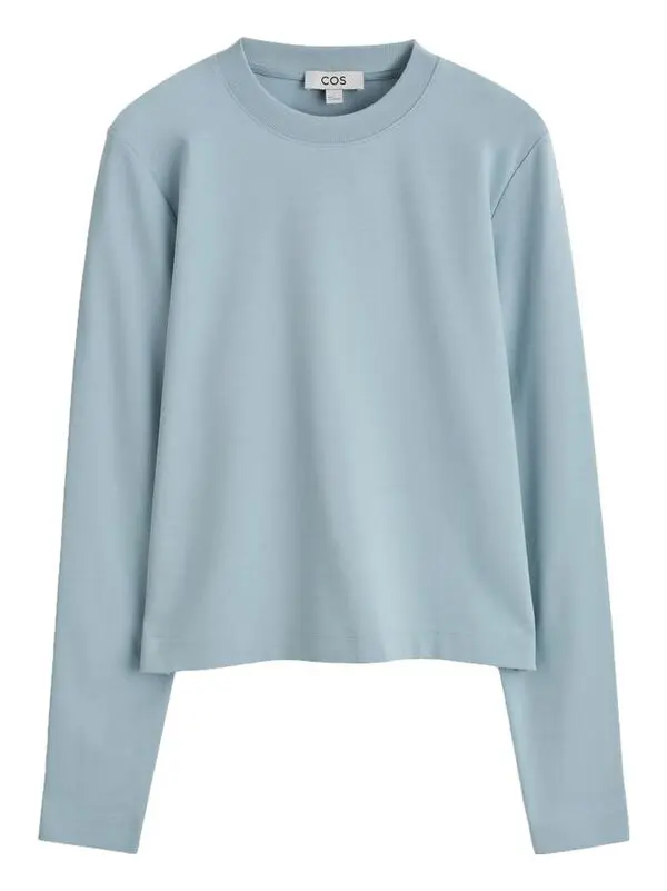 Cos Regular-fit Heavyweight Long-sleeved T-shirt - Light Blue