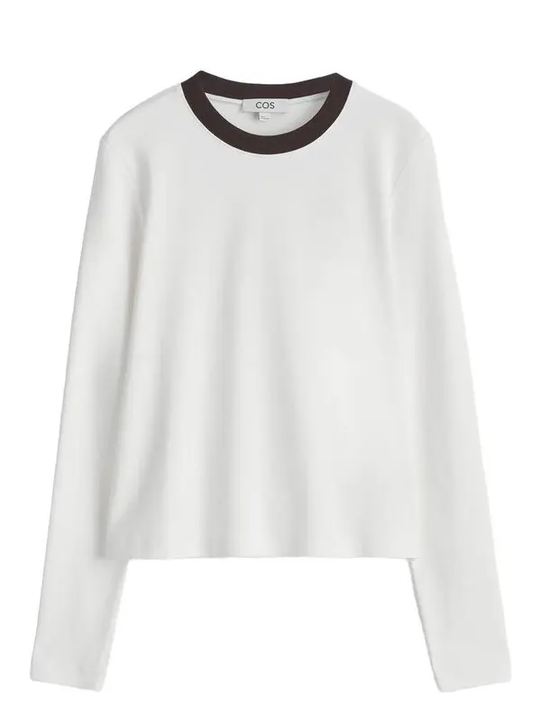 Cos Regular-fit Heavyweight Long-sleeved T-shirt - White