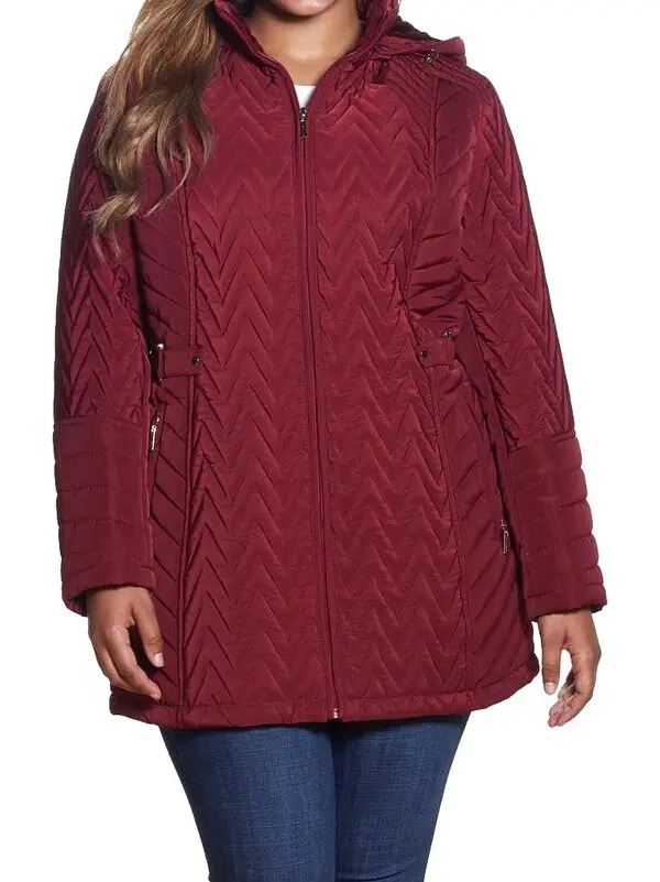 Gallery Chevron Quilt Jacket - Merlot