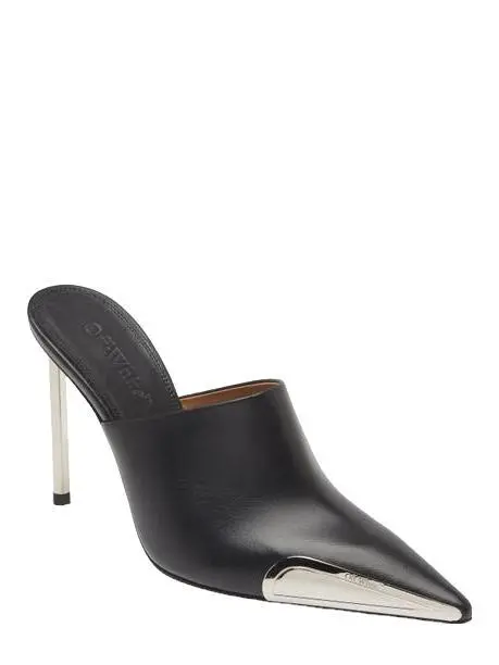 Off-White Allen Heel Pointed Toe Mule - Black/silver
