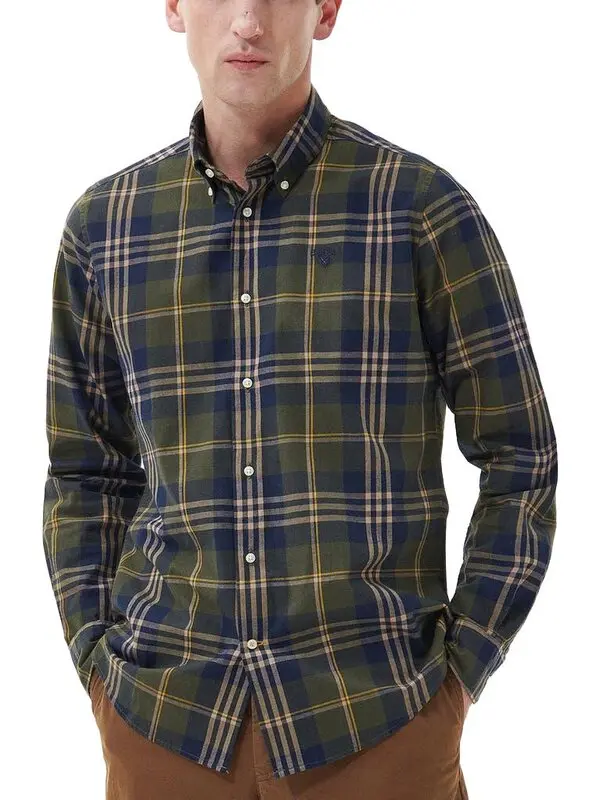 Barbour Edgar Plaid Button-down Shirt - Olive