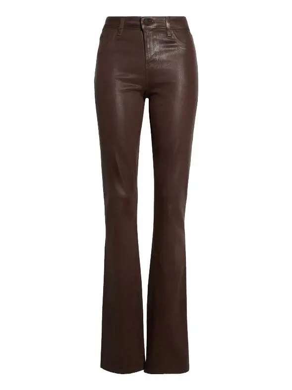 L'Agence Ruth Coated High-waist Straight-leg Jeans - Dark Java Coated