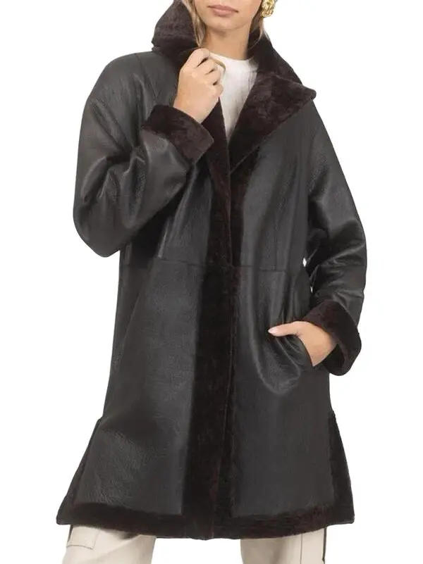 Gorski Reversible Lamb Shearling Stroller Coat - Brown