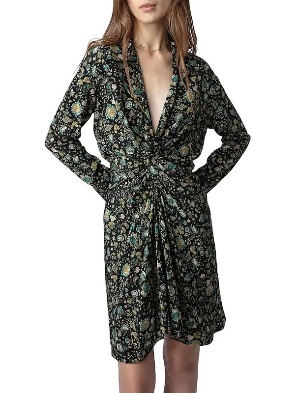Zadig&Voltaire Rozo Floral Print Silk Dress - Noir