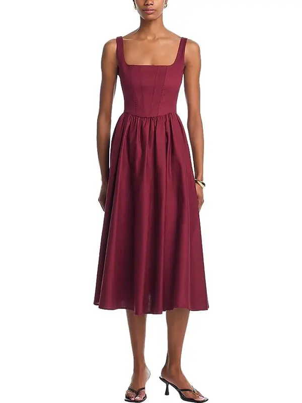 WAYF Desi Bustier Midi Dress - Merlot