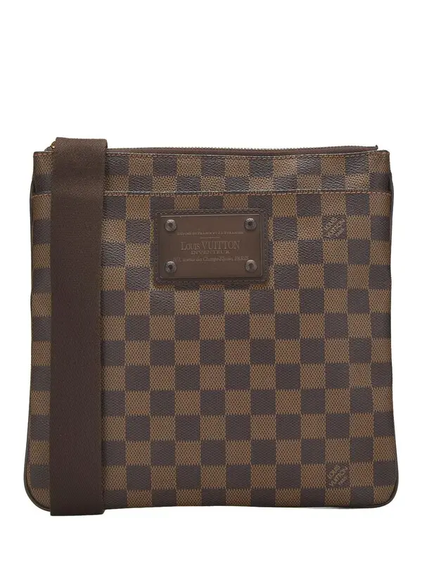 LOUIS VUITTON Damier Ebene Pochette Plate Brooklyn - Brown
