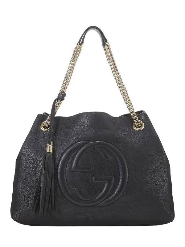 Gucci Leather Soho Chain Tote - Black