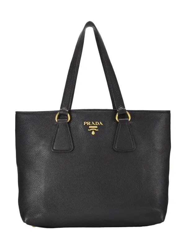 Prada Vitello Daino Tote - Black