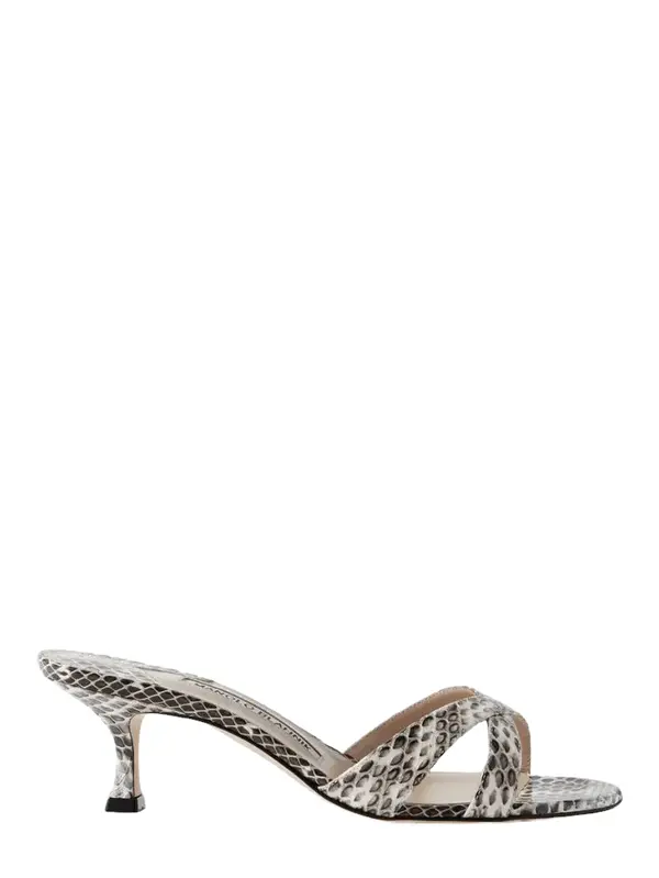 Manolo Blahnik Callamu 50 Elaphe Mules - Animal Print