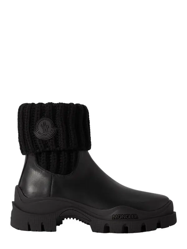 Moncler Larue Leather Ankle Boots - Black