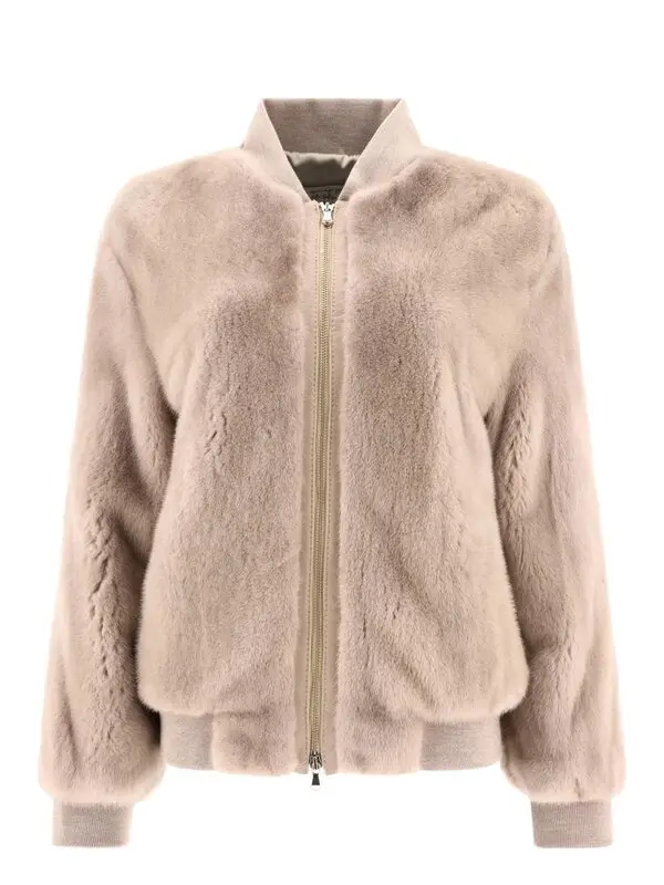 GIOVI Mink Fur Bomber Jacket - Beige
