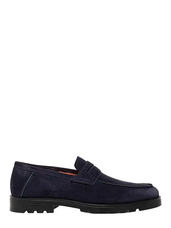 Santoni Burnished Suede Loafers - Blue