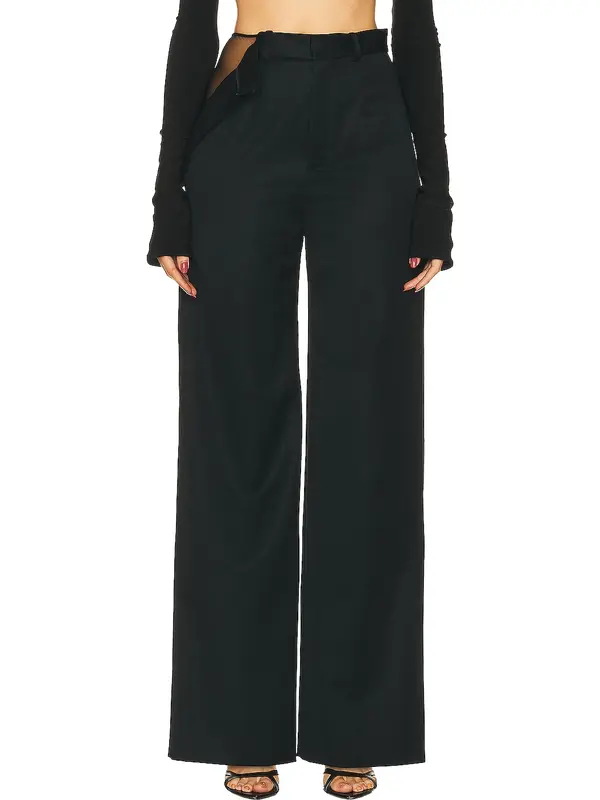 GRACE LING Peek Open Thigh Pant - Black