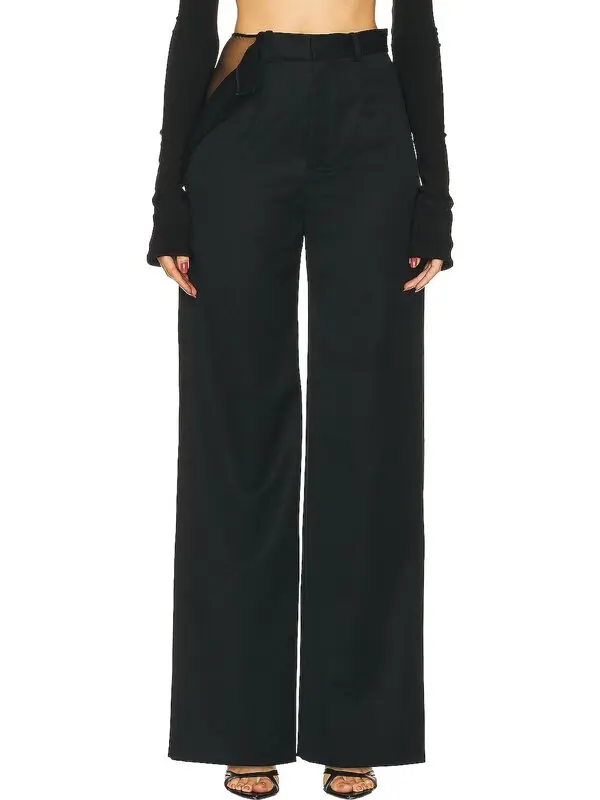 GRACE LING Peek Open Thigh Pant - Black