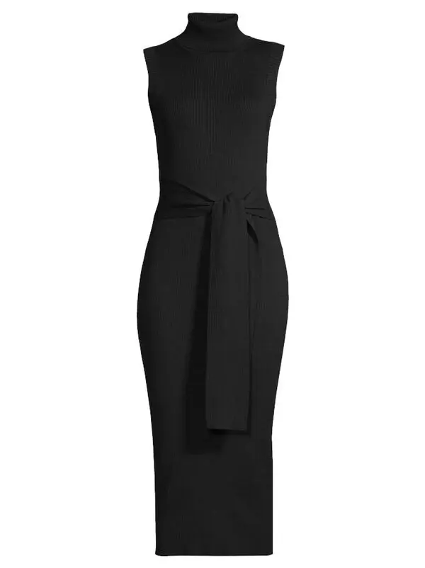 TOCCIN Rowan Tie-waist Knit Midi Dress - Jet