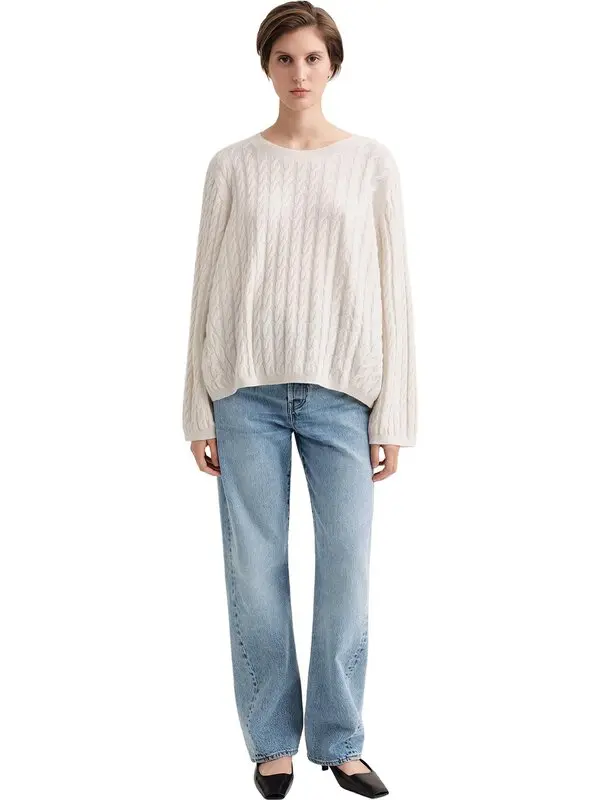 TOTEME Cashmere Cable Knit Sweater - Off-white