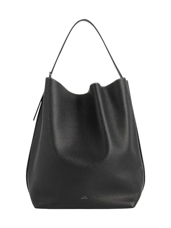 TOTEME Belted Grained-leather Tote - Black Grain
