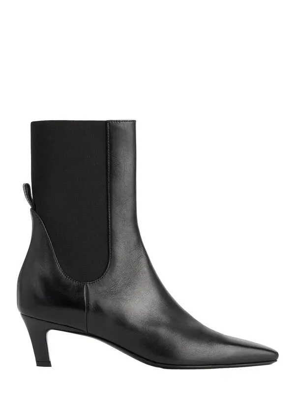 TOTEME Leather Mid-heel Boots - Black