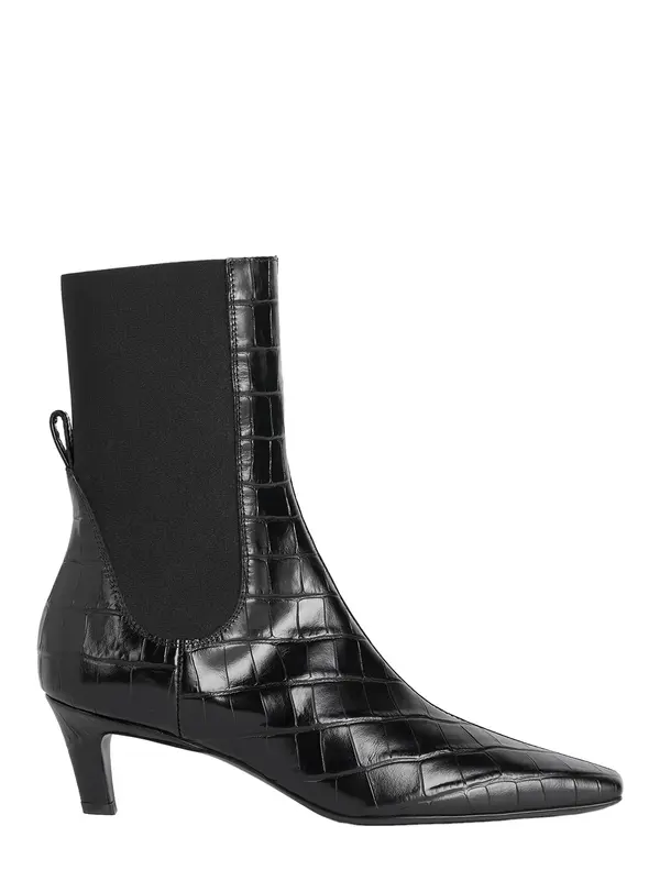 TOTÊME Croco-embossed Ankle Boots - Black