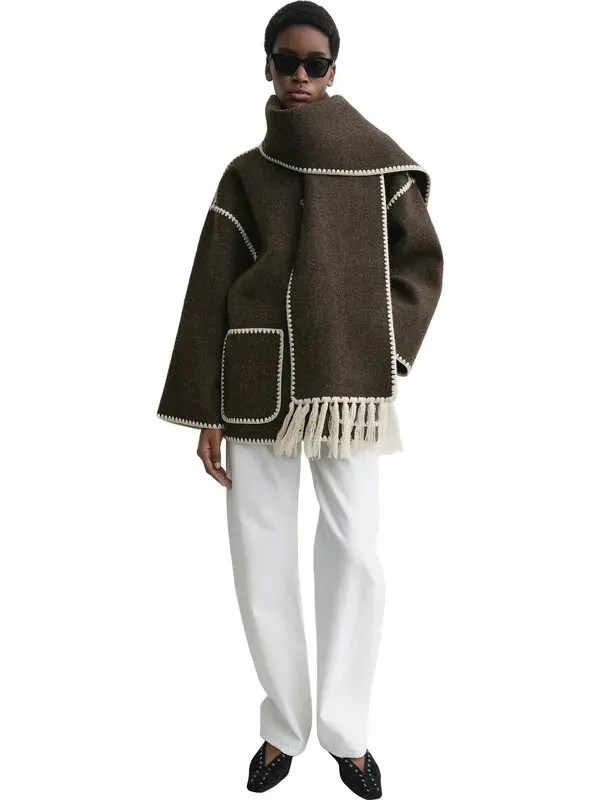 TOTEME Wool-blend Scarf Jacket - Chocolate Melange