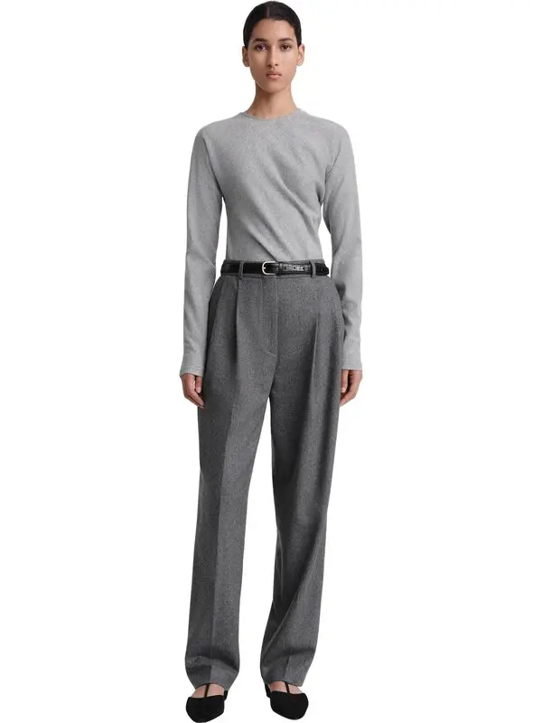TOTEME Double-pleated Tailored Trousers - Grey Melange