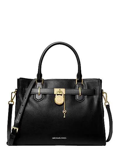 Michael Kors Hamilton Medium Leather Satchel - Black