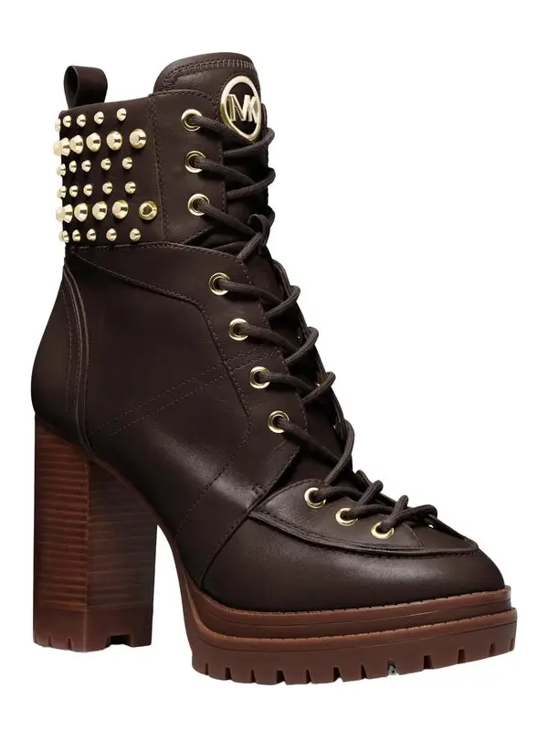 Michael Kors Yvonne Studded Leather Boots - Brown