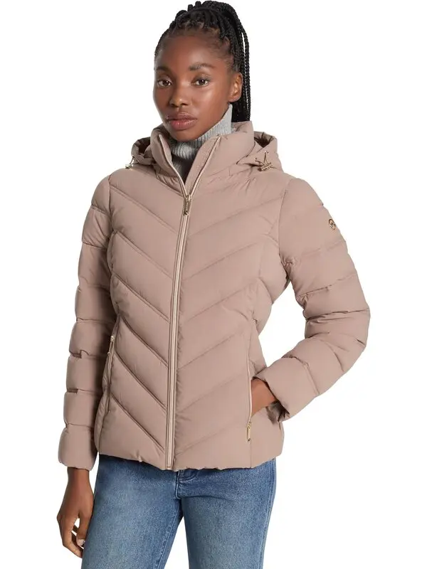 Michael Kors Packable Quilted Puffer Jacket - Natural