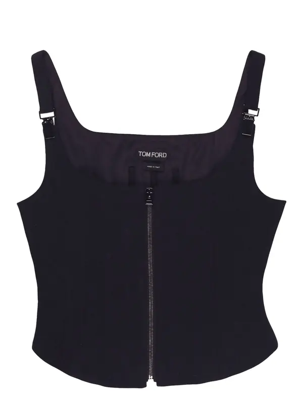 TOM FORD Zip-up Corset Tank Top - Black