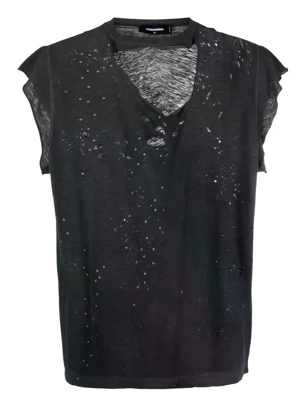 Dsquared2 Distressed-finish Raw-cut T-shirt - Grey